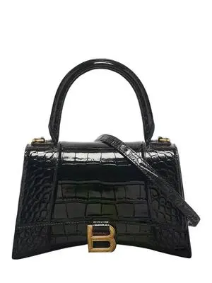 Balenciaga Small Embossed Hourglass Tote - Black