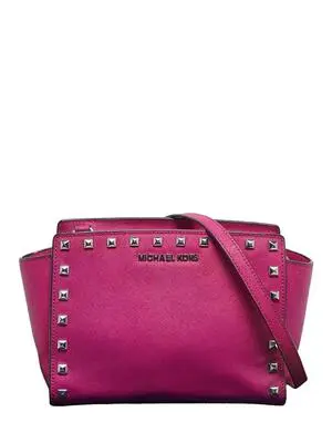 Michael Kors Selma Leather Crossbody Bag - Pink