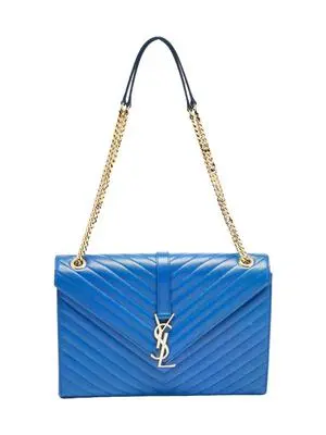 Saint Laurent Medium Chevron-leather Crossbody Bag - Blue