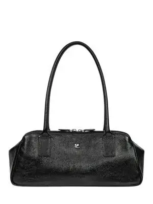 COURREGES Leather Shoulder Bag - Black