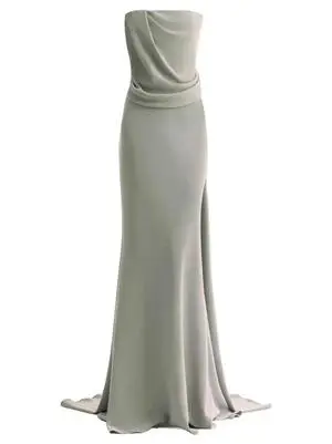 GEMY MAALOUF Strapless Draped Maxi Dress - Grey
