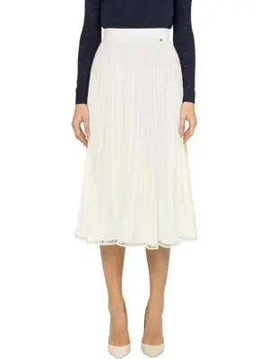 NISSA High-waist Pleated Midi Skirt - White