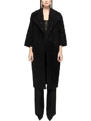 NISSA Bead-embellished Coat - Black