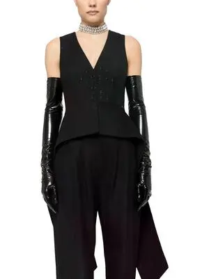 NISSA Sequin Embellished Waistcoat - Black