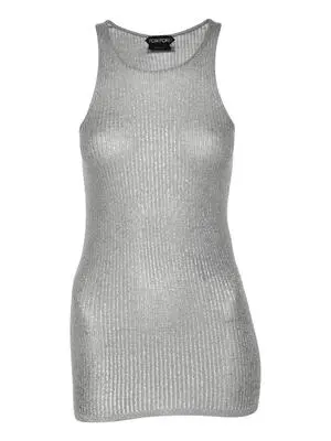 TOM FORD Ribbed Knit Tank Top - Silver