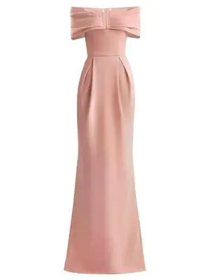 GEMY MAALOUF Beaded Buckle Off-shoulder Maxi Dress - Pink