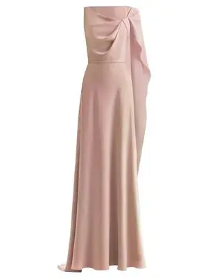 GEMY MAALOUF Asymmetrical Cape Satin Gown - Pink