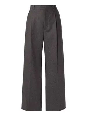 Carven Pleated Straight-leg Wool Pants - Brown
