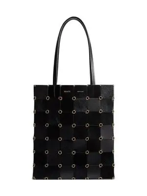 Khaite Small Emma Tote In Haircalf Multi Leather - Black