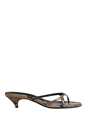 Khaite Mila Python-embossed Leather Sandal - Taupe