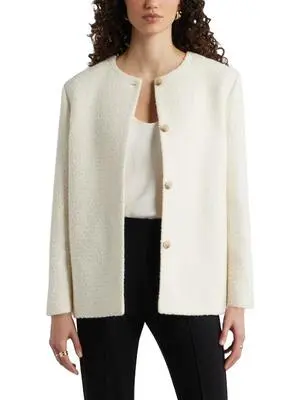 Nordstrom Collarless Pleat Back Jacket - Ivory