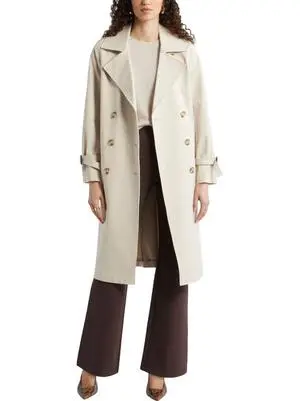 Nordstrom Stretch Cotton Trench Coat - Beige Oatmeal