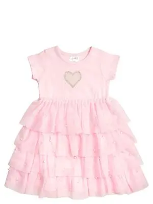SWEET WINK Pearl Heart Tiered Tutu Dress - Soft Pink