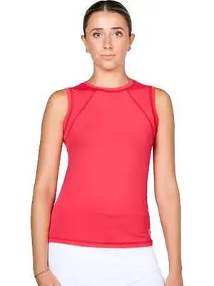 SOFIBELLA Sleeveless Tennis Shirt - Berry Red