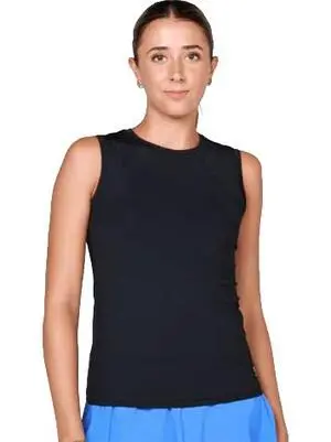 SOFIBELLA Sleeveless Tennis Shirt - Black