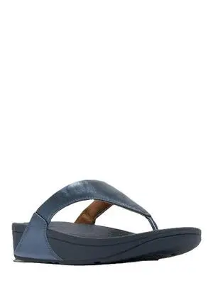 Fitflop Lulu Leather Toe-post Sandals - Metallic Cosmic Blue