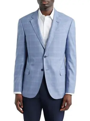 Emporio Armani Checked Virgin Wool Sport Coat - Light Blue