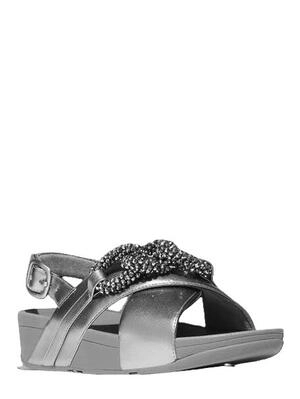 Fitflop Lulu Beaded Chain Back Strap Sandals Silvereen