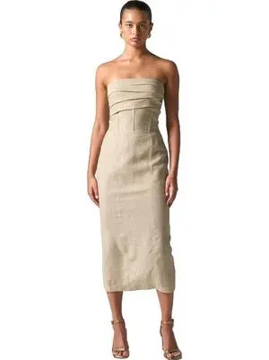 JBQ Bellucci Strapless Midi Dress - Parchment