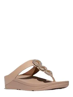 Fitflop Fino Crystal Chain Toe Post Sandals - Classic Beige