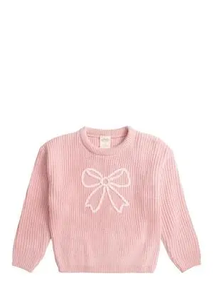 SWEET WINK Bow Knit Sweater - Blush Pink