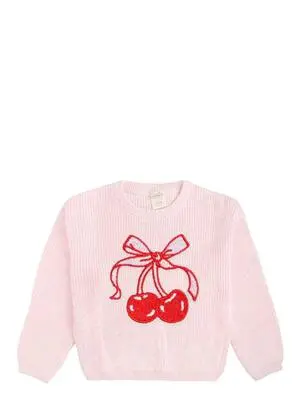 SWEET WINK Cherry Bow Knit Sweater - Light Pink