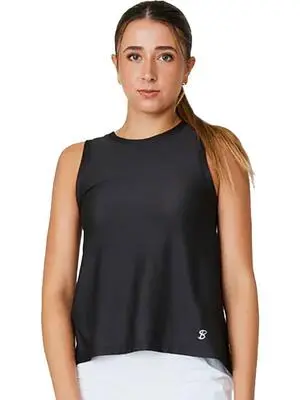 SOFIBELLA Mesh Tennis Tank - Black