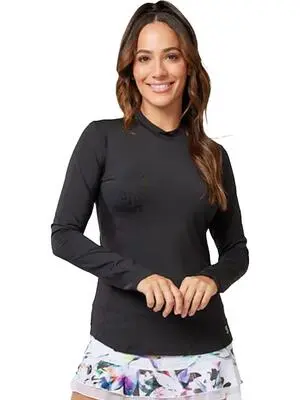 SOFIBELLA Long Sleeve Tennis Shirt - Black