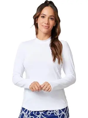 SOFIBELLA Long Sleeve Tennis Shirt - White