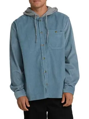 BILLABONG Baja Hooded Cotton Corduroy Button-up Shirt - Blue Fog