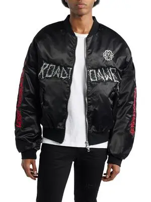 RtA Harvard Lost Frequency Bomber Jacket - Shiny Black