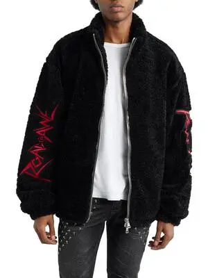 RtA Kye Venom Oversized Faux Shearling Jacket - Black Venom