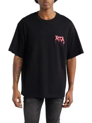 RtA Colin Graffiti Oversize Graphic T-shirt - Black Graffiti Pink