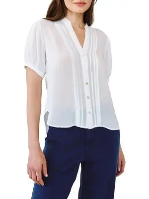 Bella Dahl Pintuck Shirt With Short Sleeves - White