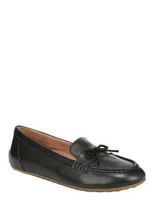 Vionic Leather Driving Loafer With Bow Detailing - Black