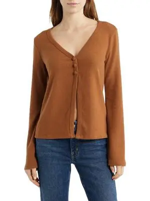 REFORMATION Millie Split Front Cardigan - Toffee