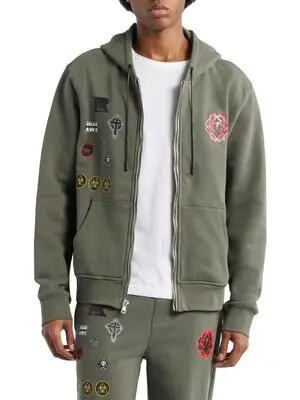 RtA Floyd Military Patch Zip Hoodie - Olive Military Patch