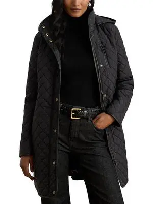 Ralph Lauren Diamond Quilted Longline Coat - Black