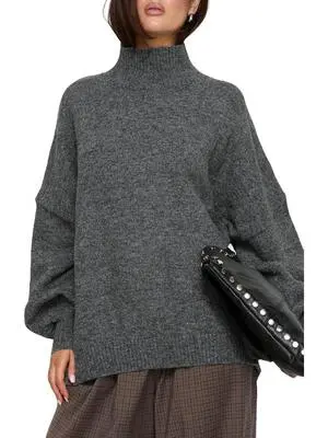 Princess Polly Patrizia Turtleneck Sweater - Grey