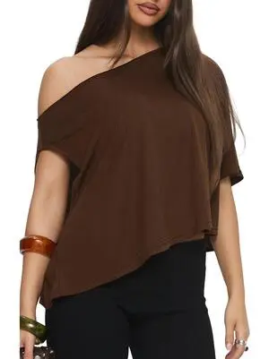 Princess Polly Passerby Asymmetric One-shoulder Top - Brown
