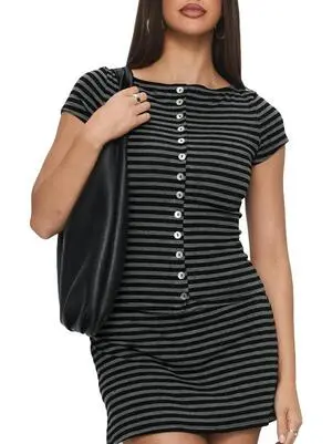 Princess Polly Angellina Jersey Button-up Top - Stripe