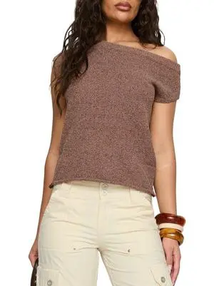 Princess Polly Ashfield Off-the-shoulder Sweater - Brown