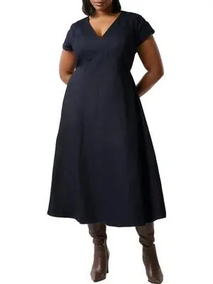 ESTELLE Fit & Flare Cotton Midi Dress - Indigo Noir