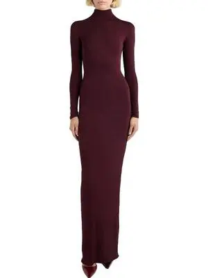 Alaïa Draped Long-sleeve Gown - Cognac