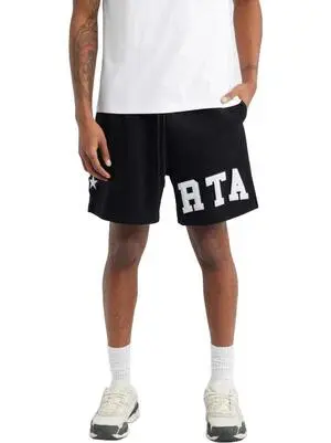 RtA Cotton Drawstring Sweat Shorts - Black Collegiate