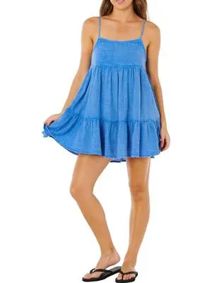 Rip Curl Classic Surf Tiered Cotton Sundress - Bright Blue