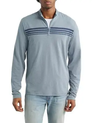 THREADS 4 THOUGHT Chest Stripe Quarter Zip Pullover Heather Raindrop/stargazer