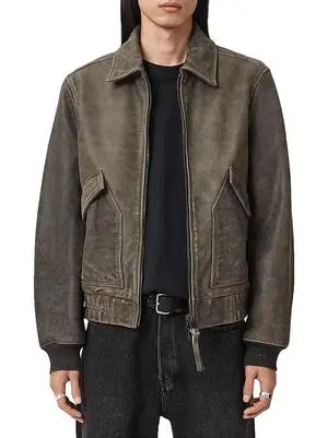 ALLSAINTS Marland Aviator Jacket - Black Beige