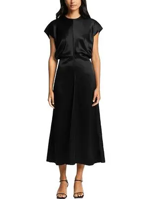 ARGENT Draped Silk Dress Black
