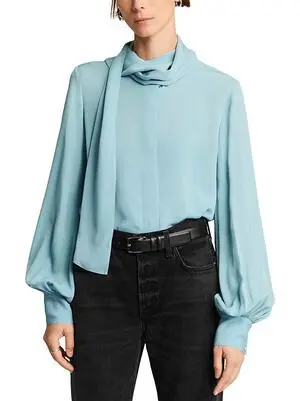 ARGENT Silk Scarf Neck Blouse
